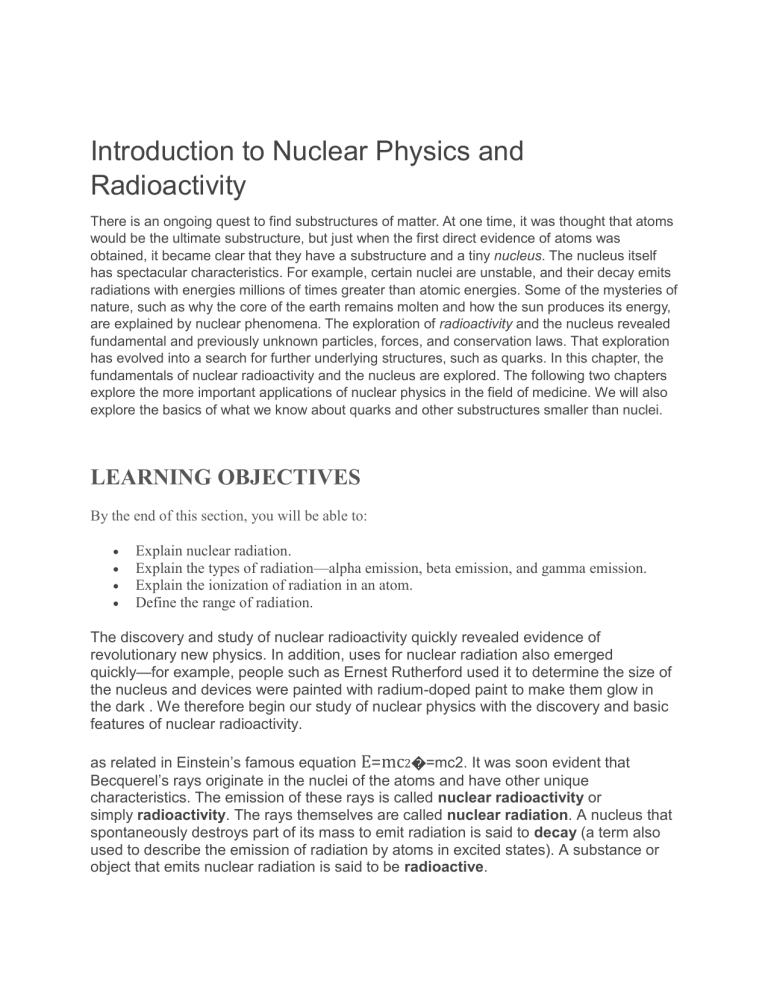 Nuclear Physics & Radioactivity Intro