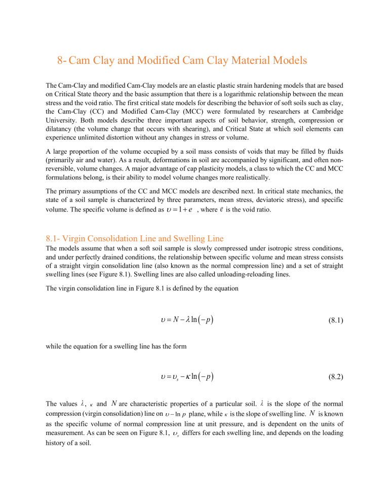 Cam Clay & Modified Cam Clay Material Models