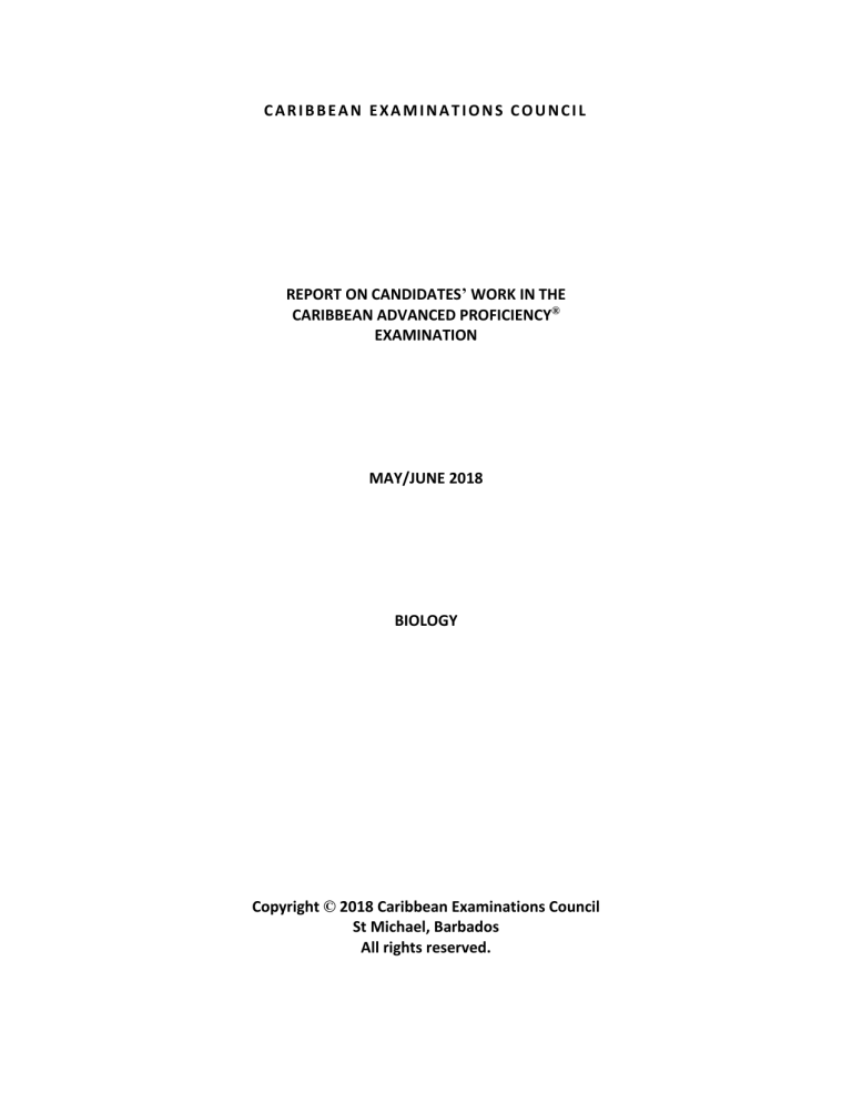 CAPE Biology Exam Report 2018