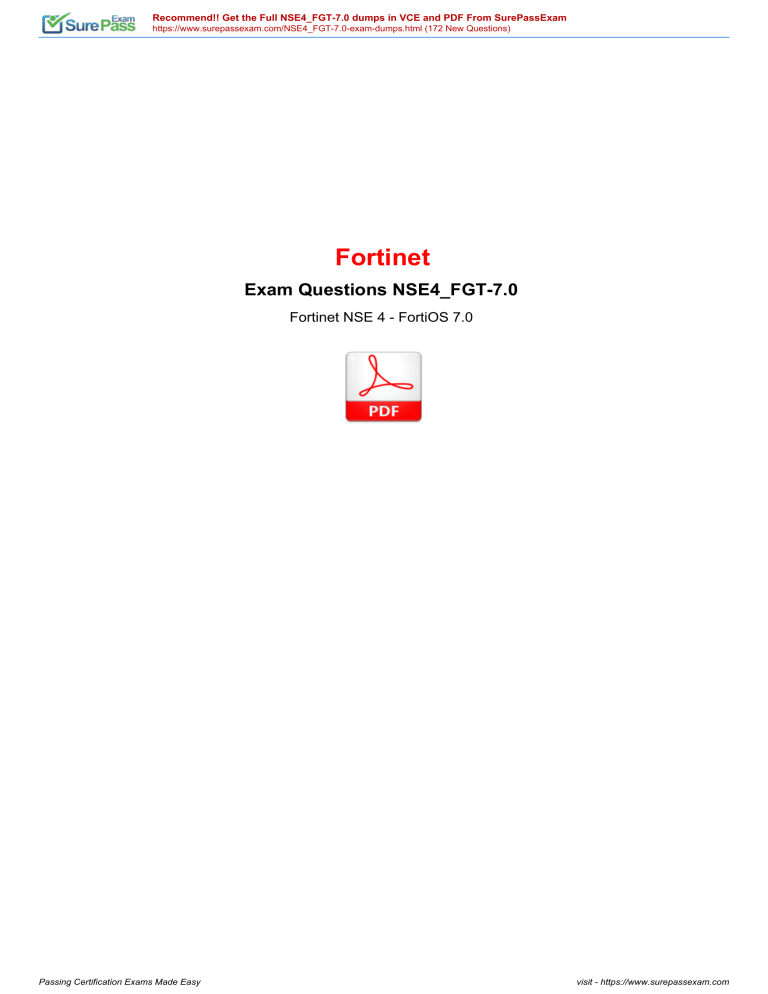 Fortinet NSE4_FGT-7.0 Exam Questions & Answers