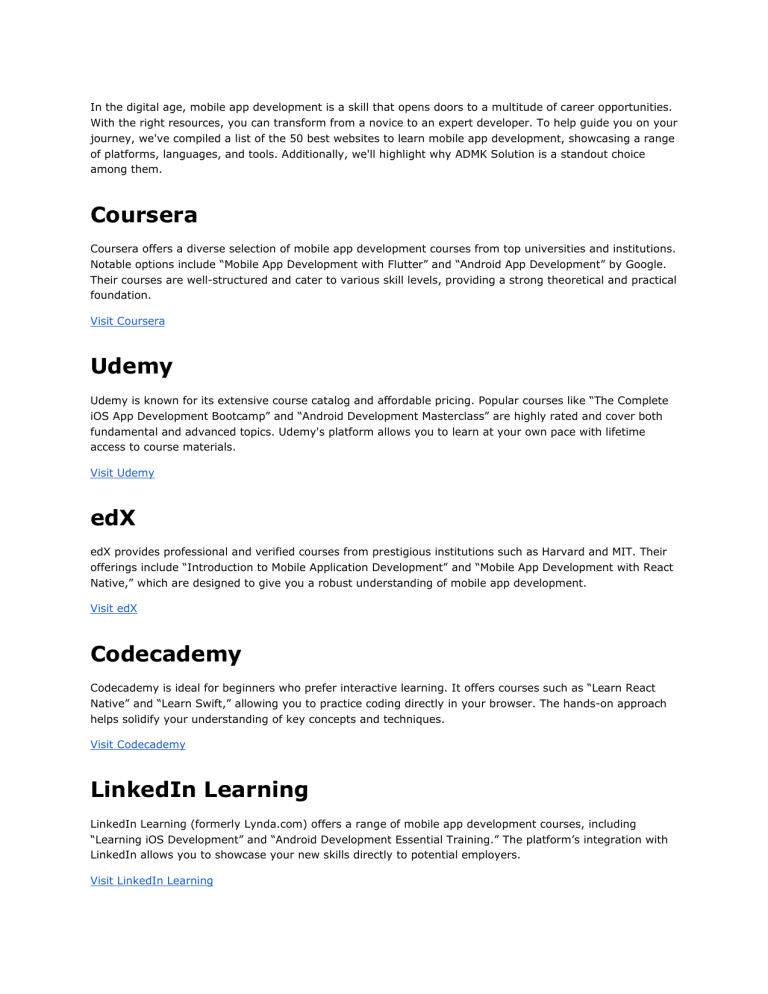Top Mobile App Development Resources Top Mobile App Development Resources