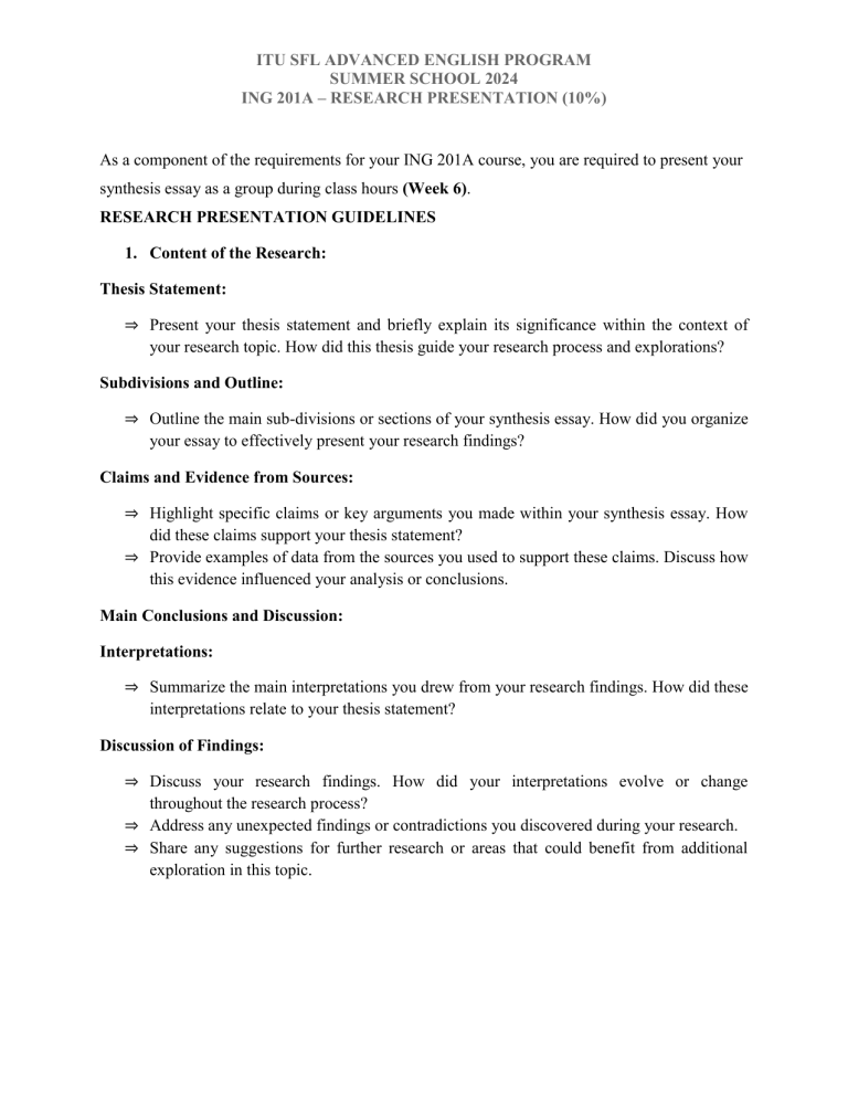 Research Presentation Guidelines