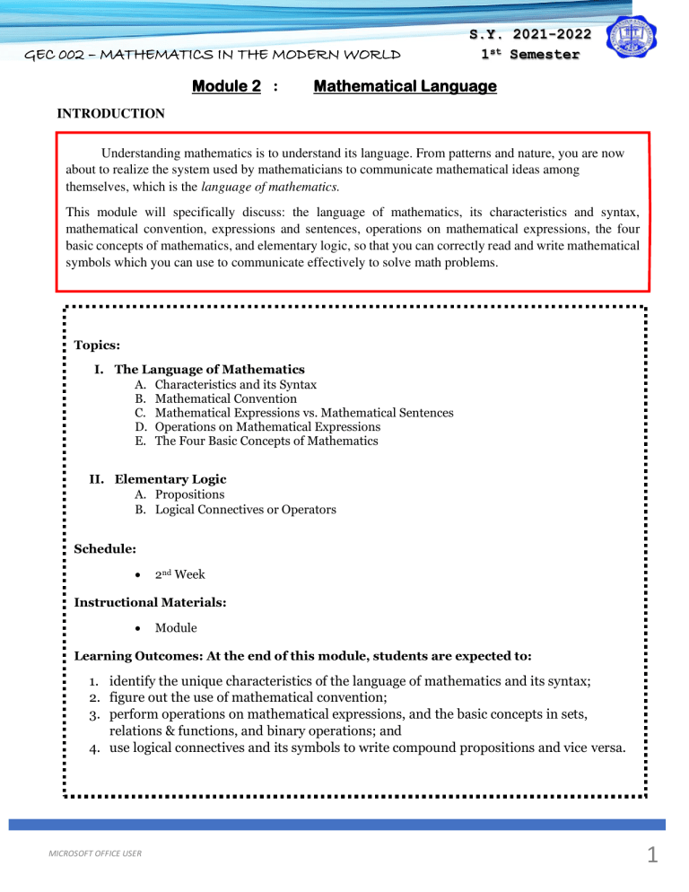 Mathematical Language Module