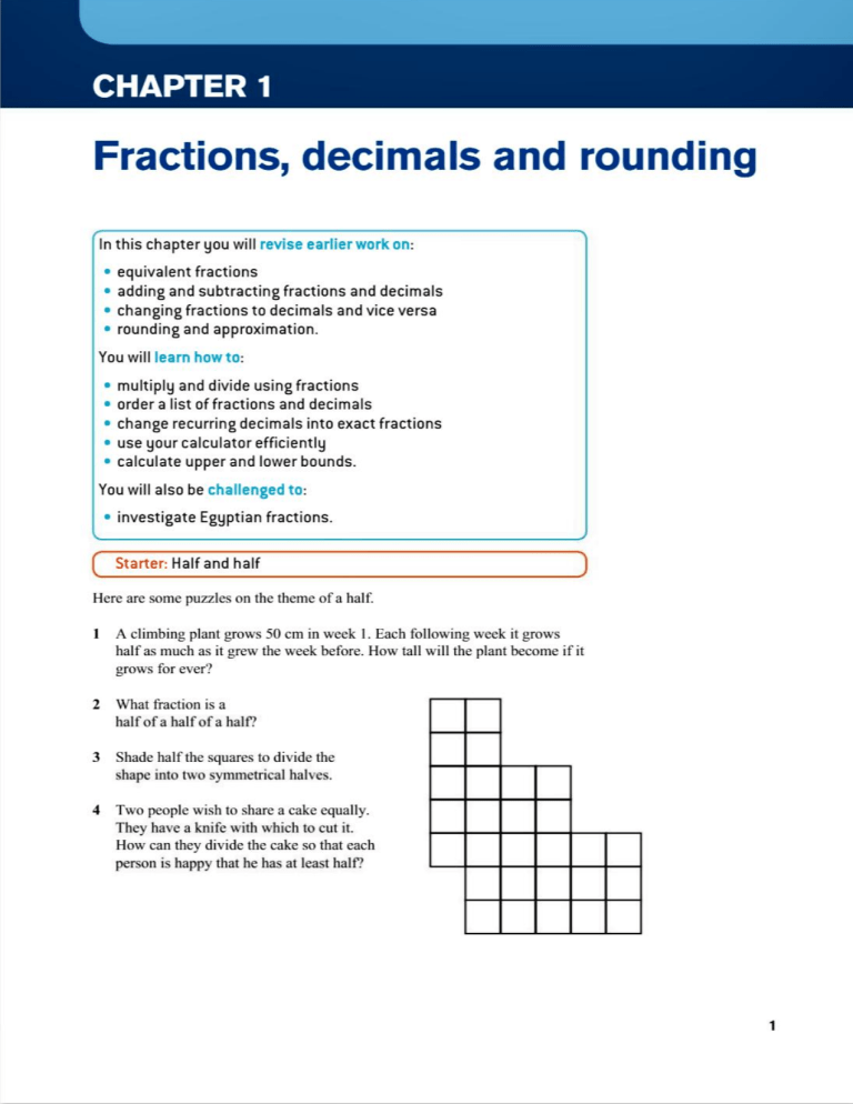 Fractions, Decimals, Rounding Textbook