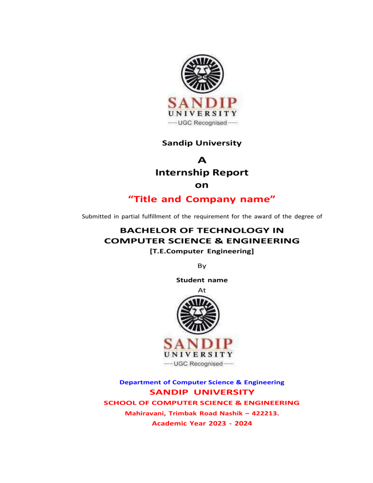 Internship Report: Computer Science & Engineering