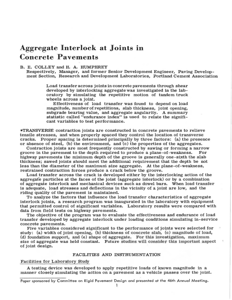 Aggregate Interlock in Concrete Pavements