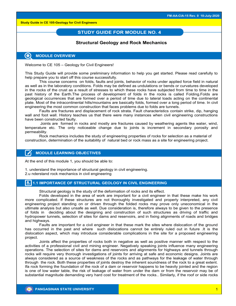 Structural Geology & Rock Mechanics Study Guide