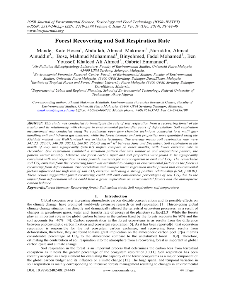 Forest Soil Respiration & Recovery: Environmental Factors