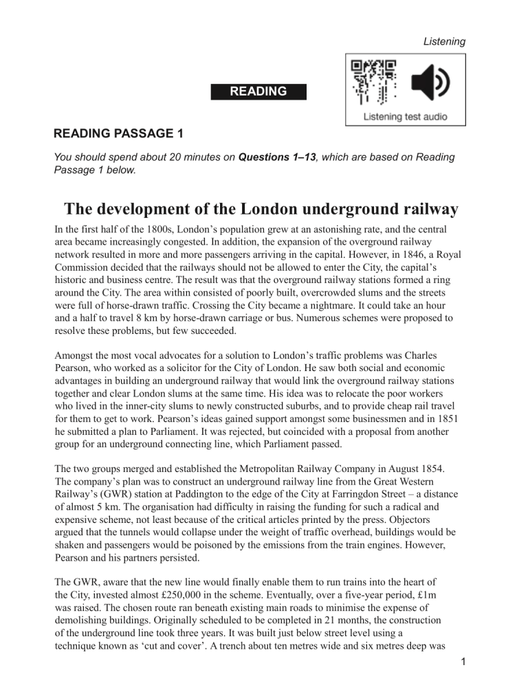 London Underground Development: Reading Passage