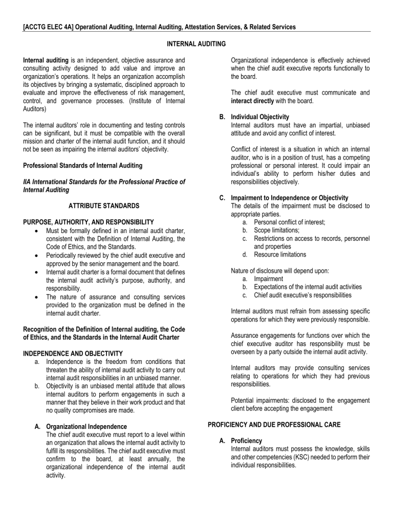 Internal Auditing Standards & Practices