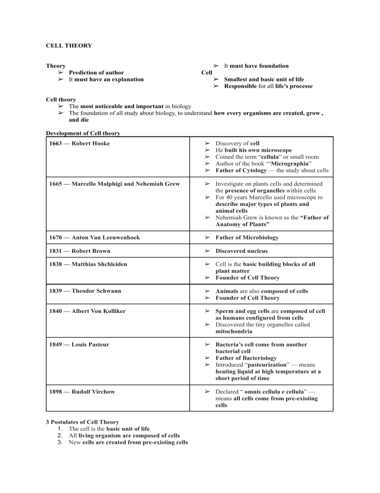 Cell Theory & Development: Biology Overview
