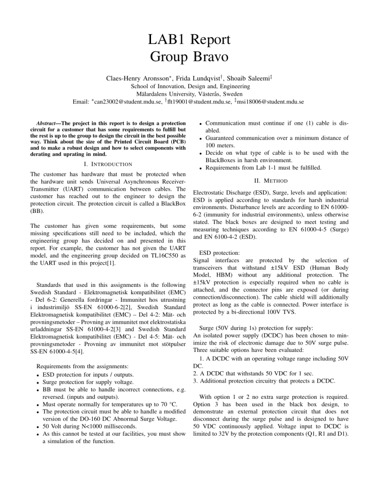 UART Protection Circuit Design Lab Report