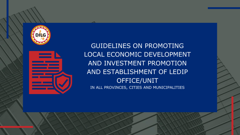 LEDIP Guidelines: Local Economic Development & Investment