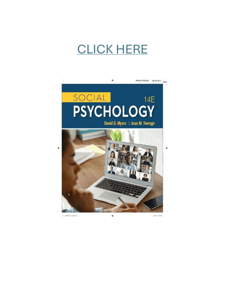 Social Psychology 14E Textbook