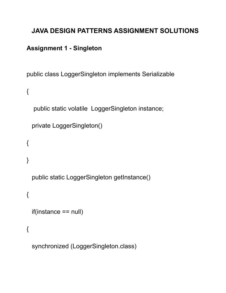 Јава дизајн шаблони - решења задатака