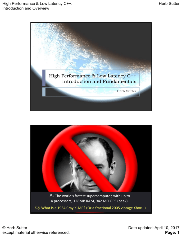 High Performance & Low Latency C++ Presentation