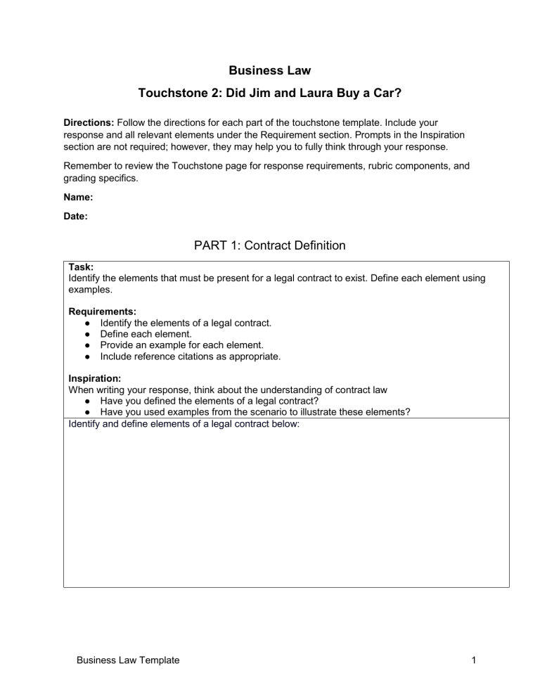 Business Law Contract Template