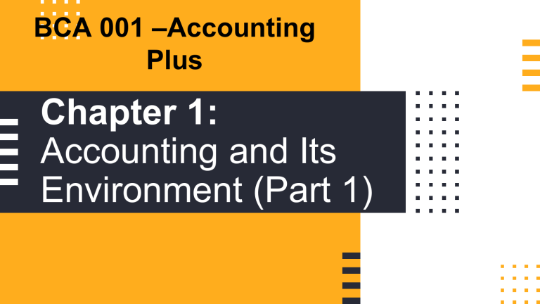 Accounting and Its Environment