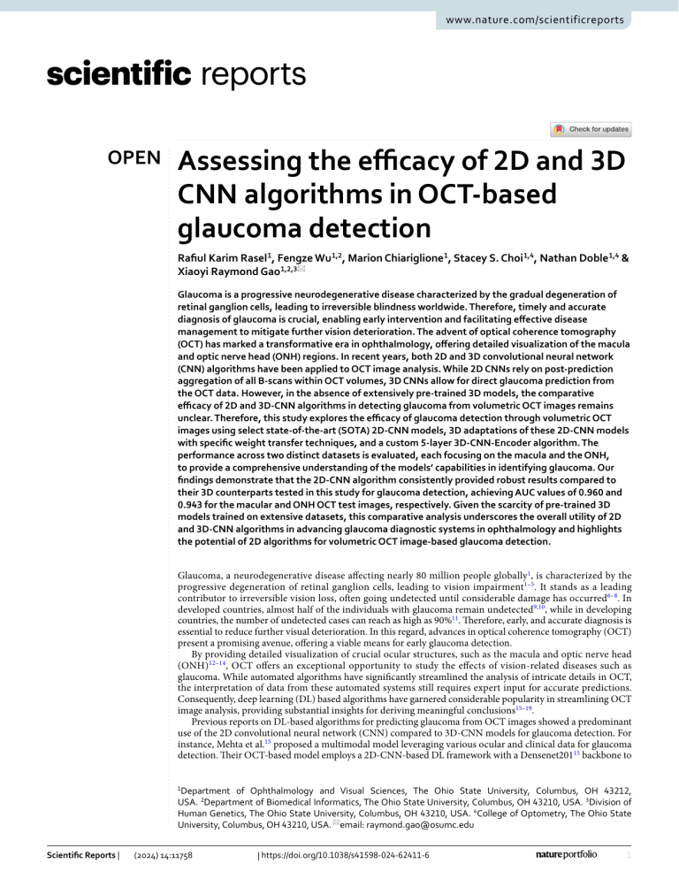 2D & 3D CNN for Glaucoma Detection via OCT