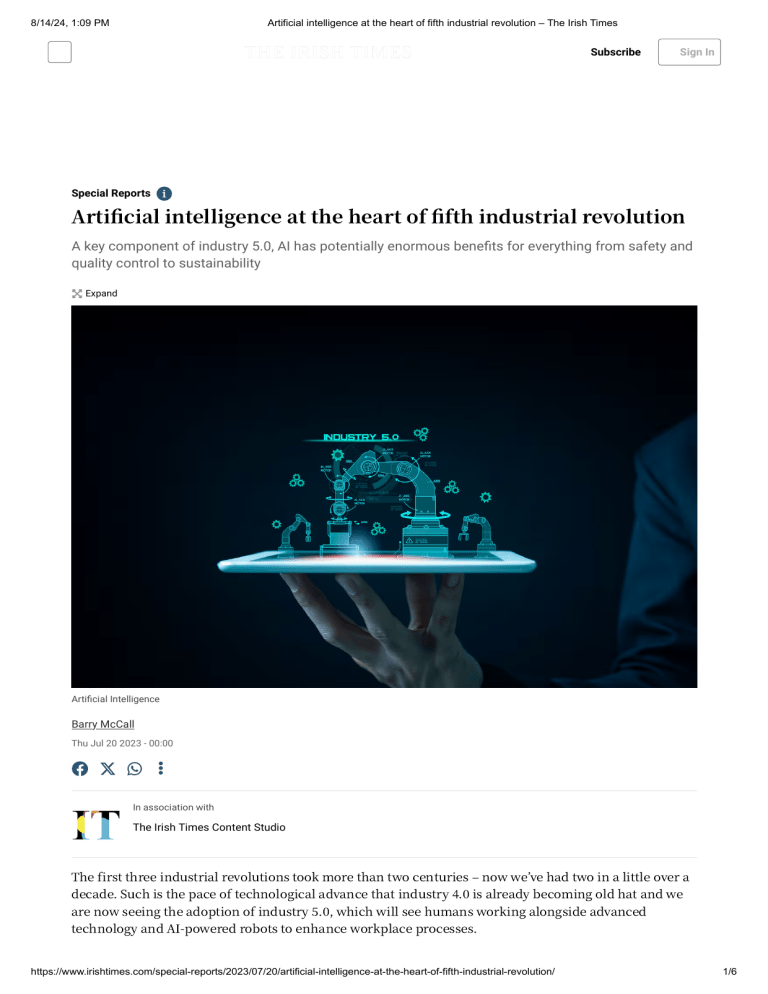 AI in the Fifth Industrial Revolution