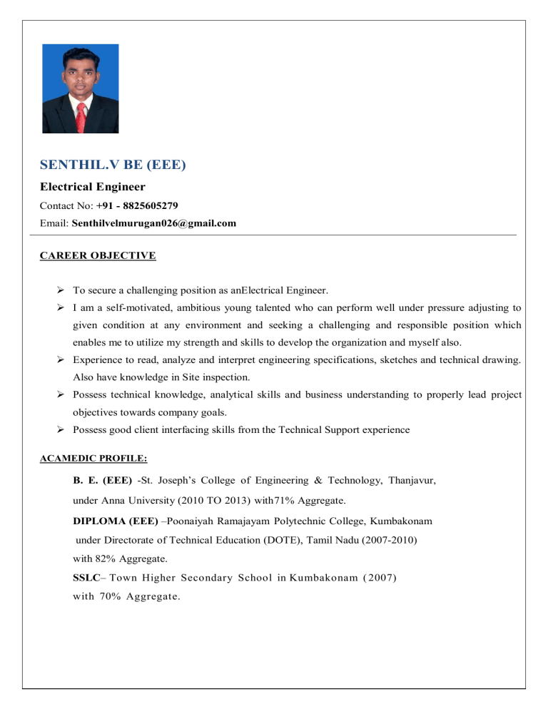 Electrical Engineer Resume