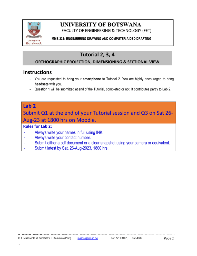 Engineering Drawing Tutorial: Orthographic Projection & Sectional Views