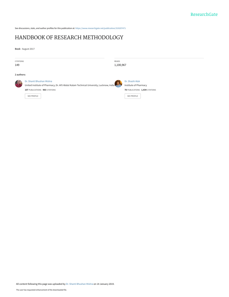 Handbook of Research Methodology