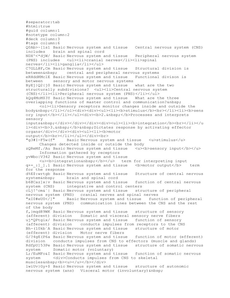 Nervous System Study Guide: Structure, Function, and Cells