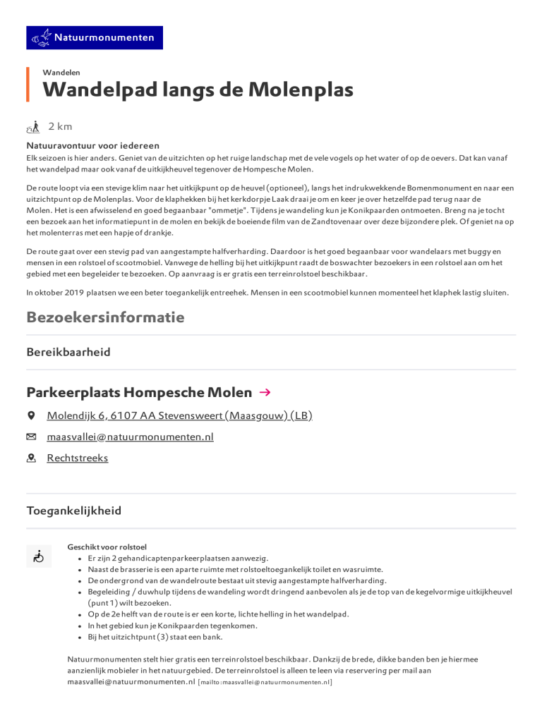 Wandelpad Molenplas: Routebeschrijving & Toegankelijkheid