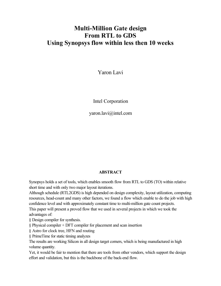 RTL to GDS Design Flow with Synopsys Tools