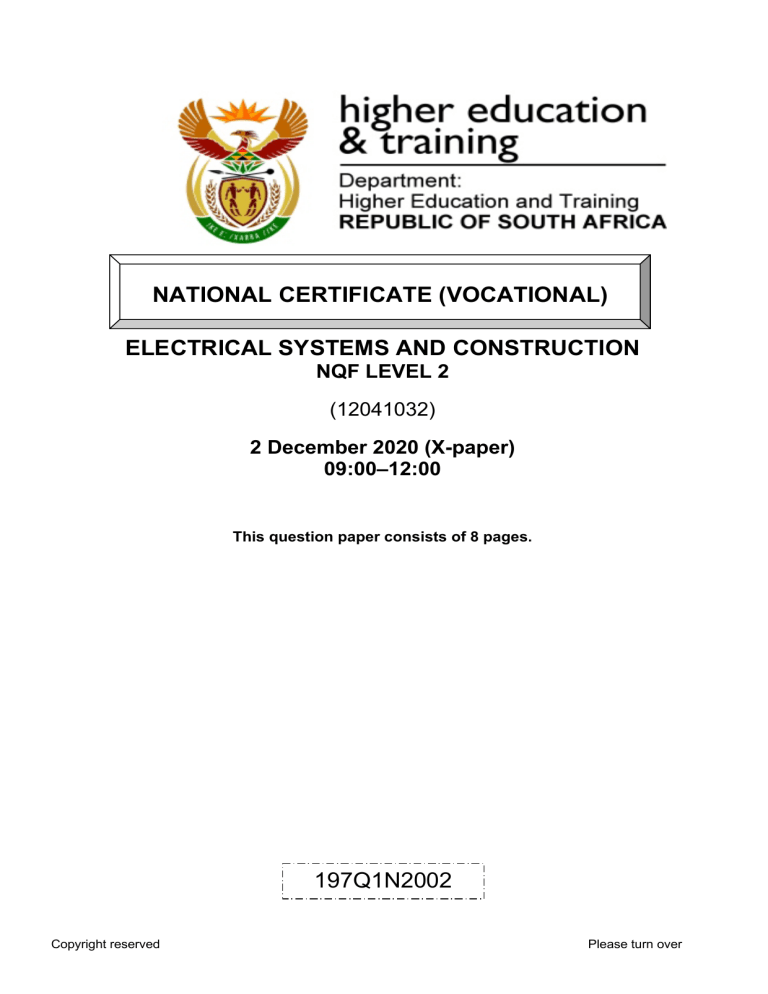 Electrical Systems Exam NQF Level 2