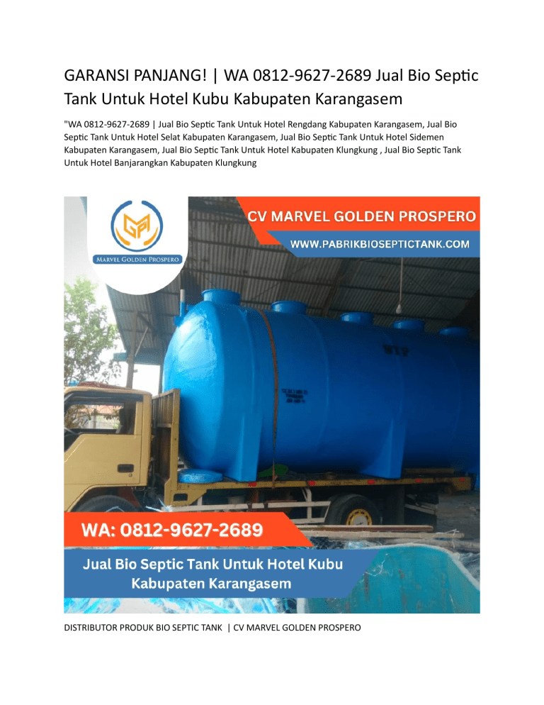 1.Jual Bio Septic Tank Untuk Hotel Kubu Kabupaten Karangasem