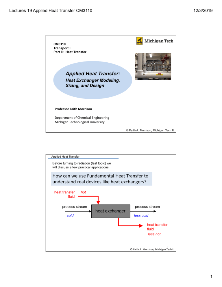 Applied Heat Transfer: Heat Exchanger Modeling