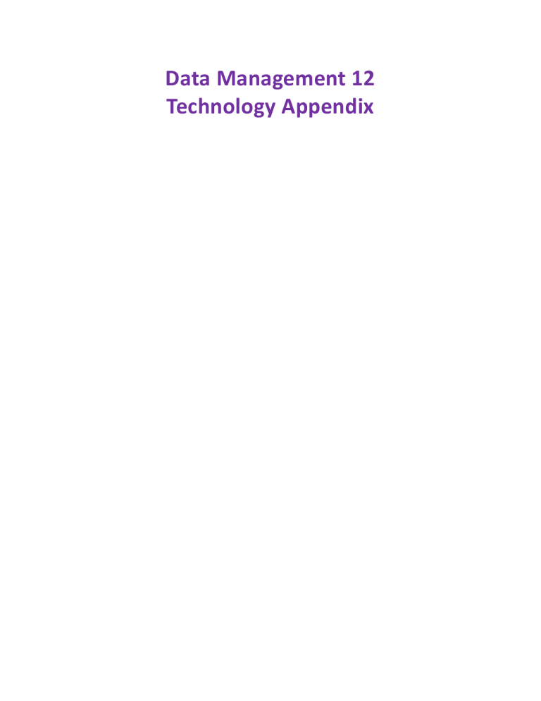 Data Management 12 Technology Appendix