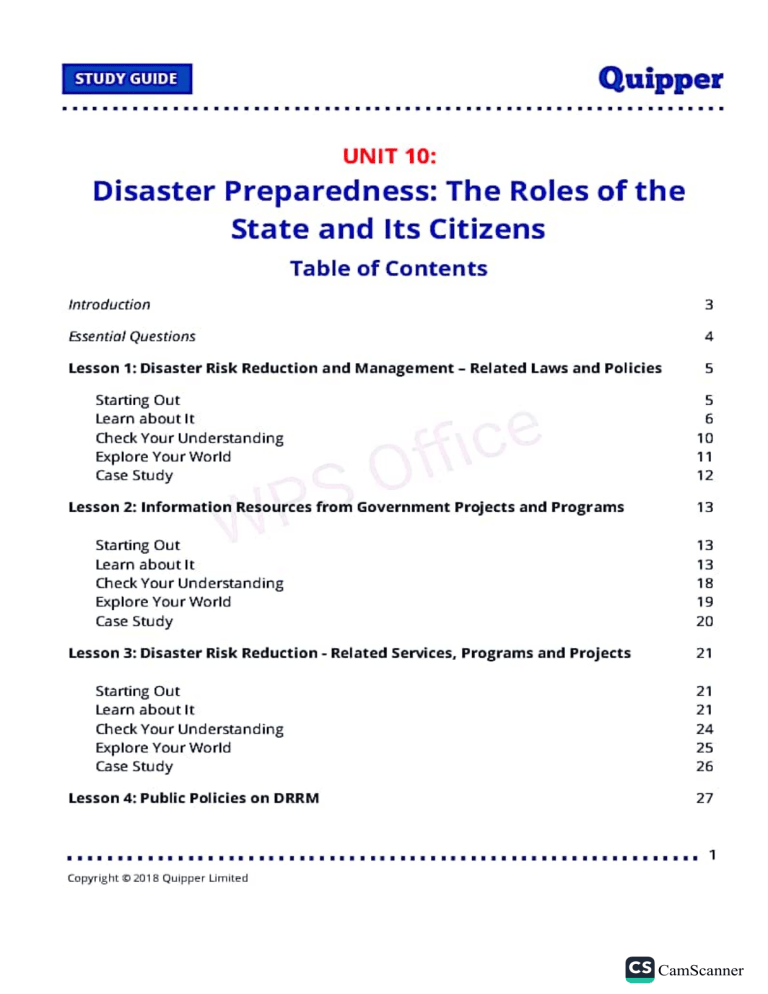 Disaster Preparedness Study Guide