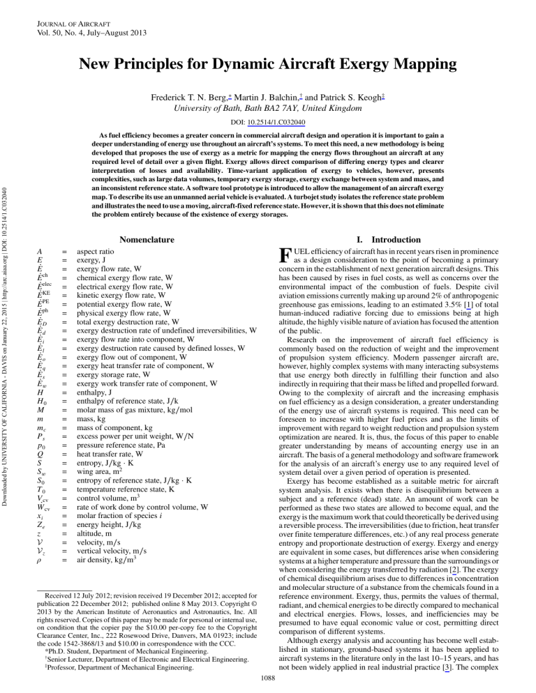 Dynamic Aircraft Exergy Mapping Principles