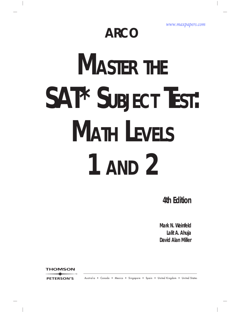 SAT Math Subject Test Prep: Levels 1 & 2 Textbook
