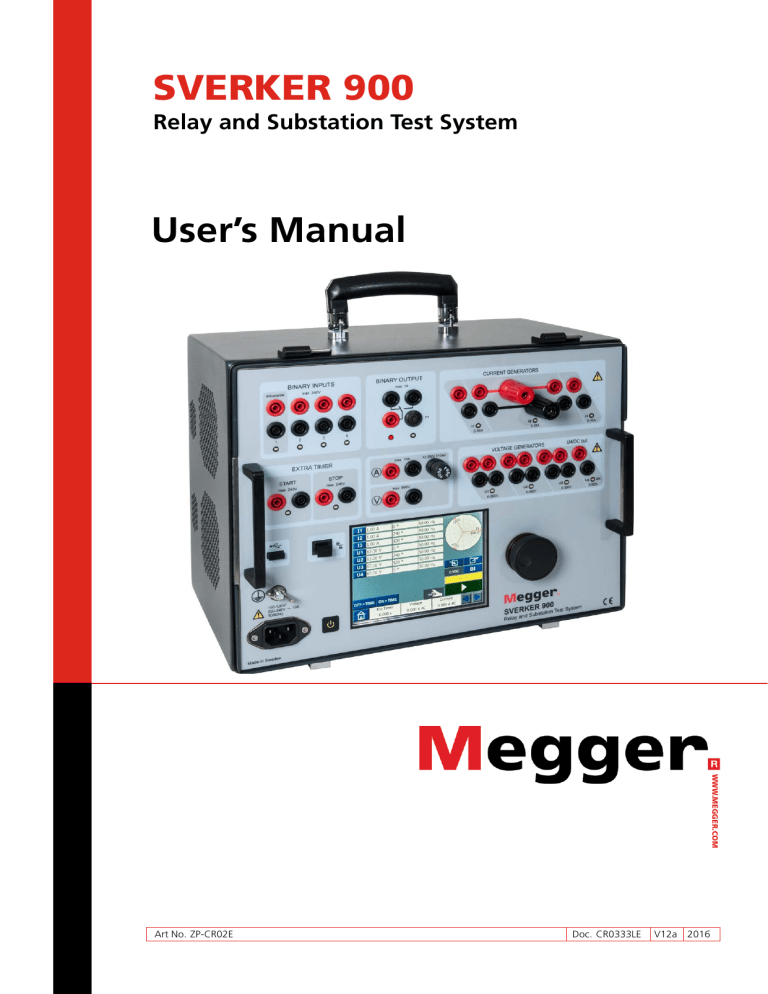SVERKER 900 Relay Test System User Manual