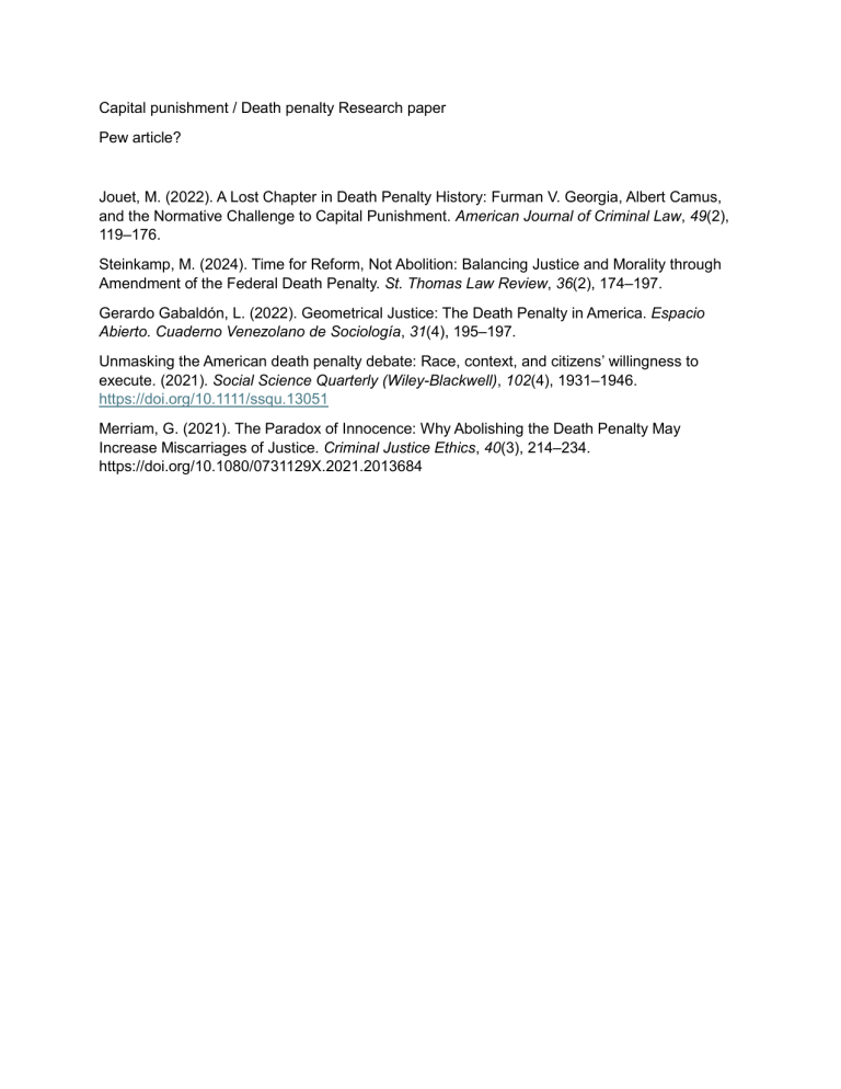Capital Punishment Research Paper