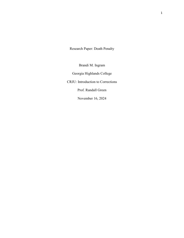 Death Penalty Research Paper: History, Ethics, and Debate