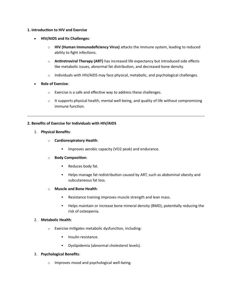 HIV/AIDS & Exercise: Benefits, Guidelines, and Long-Term Goals