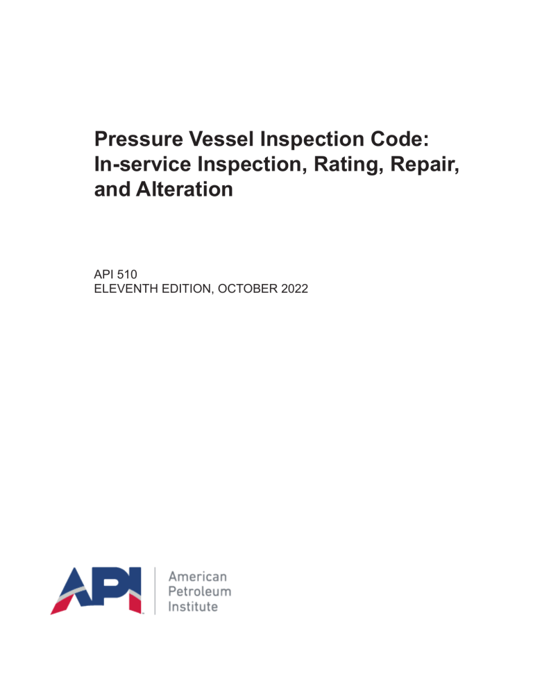 API 510 Pressure Vessel Inspection Code