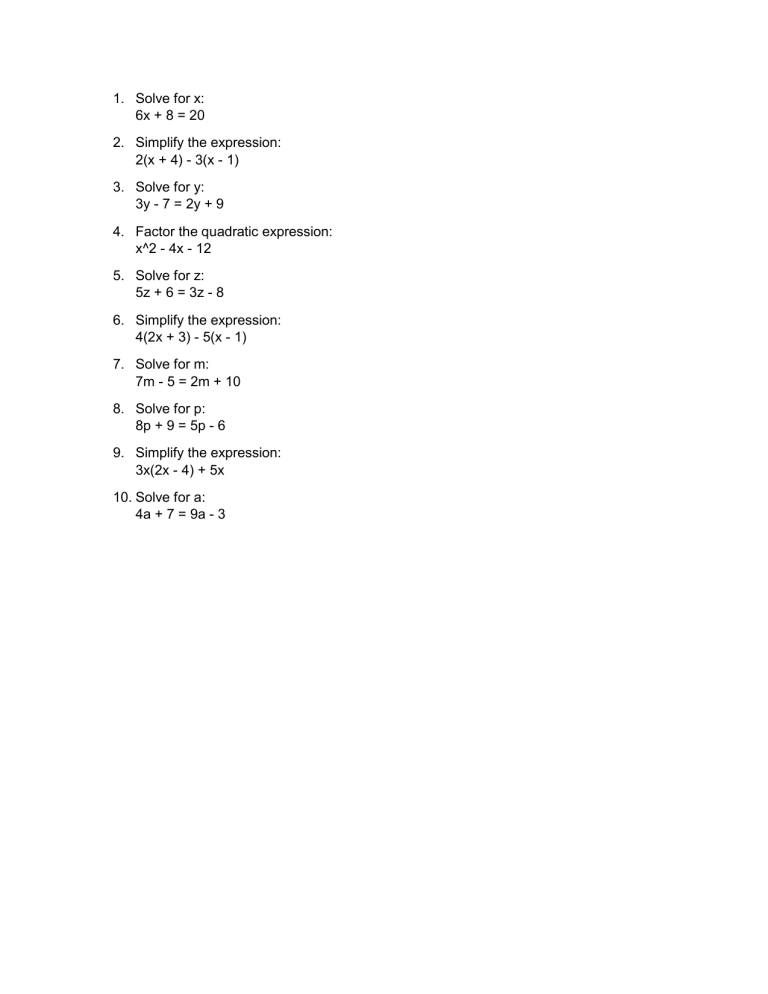 Algebra Worksheet Solving Equations Simplifying Expressions algebra-worksheet-solving-equations-simplifying-expressions