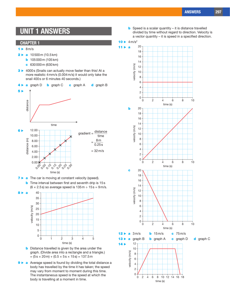 Physics Answer Key: Speed, Velocity, Acceleration, Forces