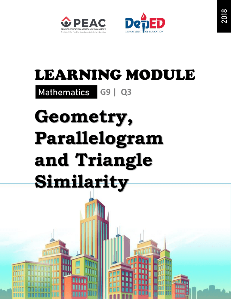 Geometry, Parallelogram, Triangle Similarity - Grade 9 Module