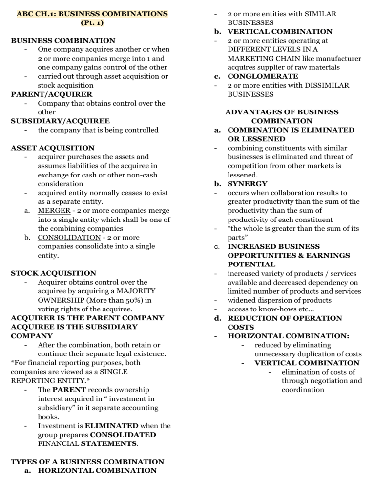Business Combinations: Types & Advantages