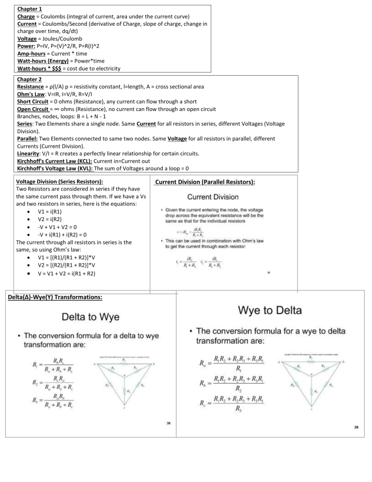 Electrical Circuits Lecture Notes