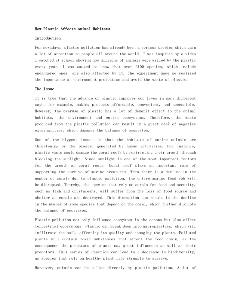 Plastic Pollution Impact on Animal Habitats