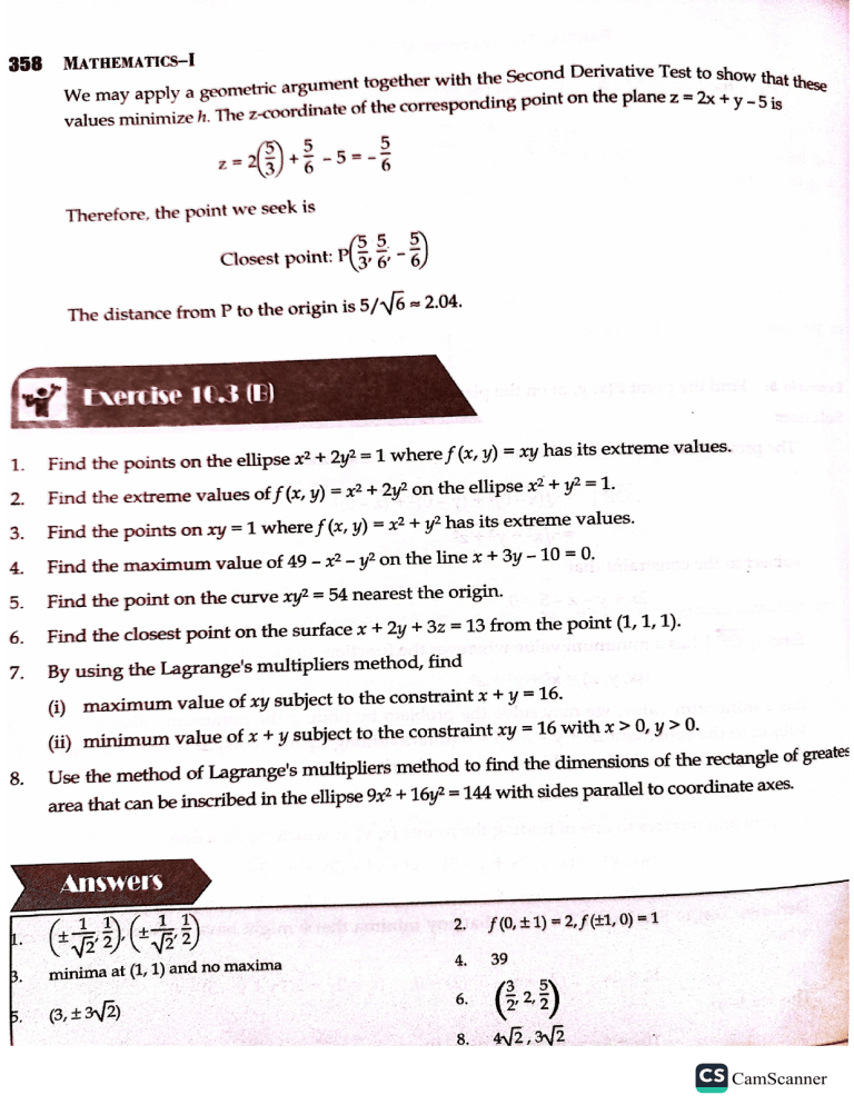 Multivariable Calculus Exercise Sheet