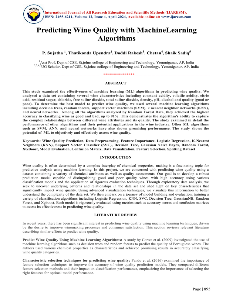 Predicting Wine Quality with Machine Learning